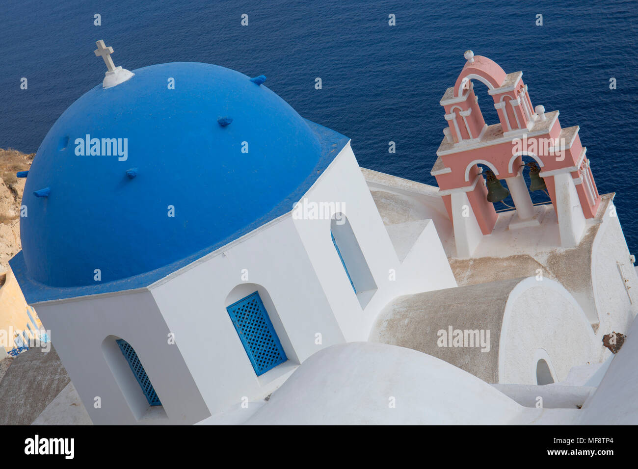 Santorini greece blue rooftops hi-res stock photography and images - Alamy