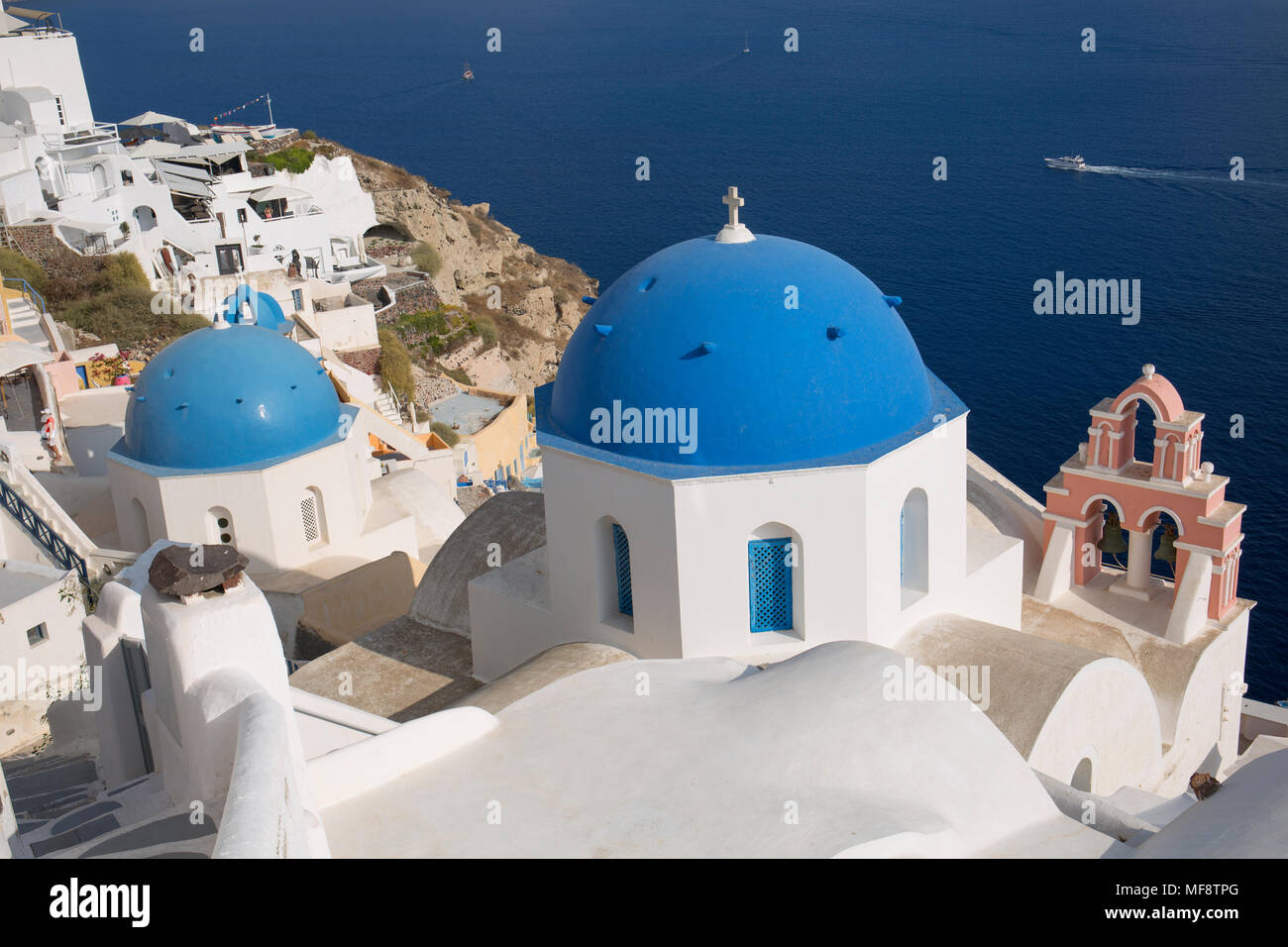 Santorini greece blue rooftops hi-res stock photography and images - Alamy