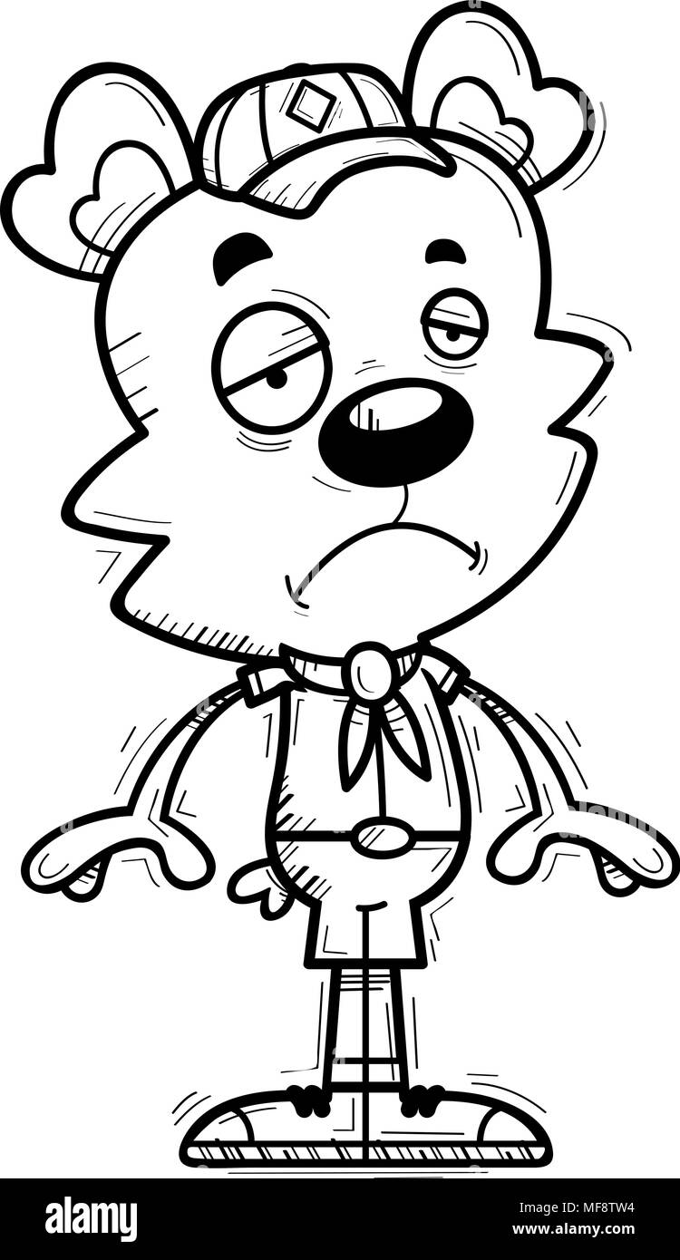 A cartoon illustration of a male bear scout looking sad Stock Vector ...