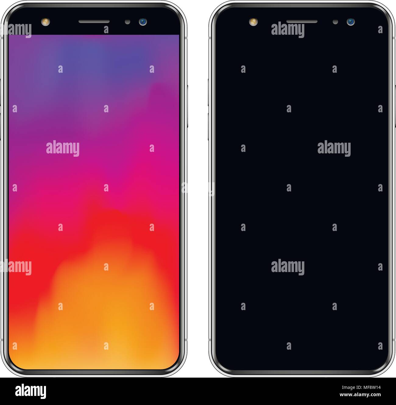 High detailed realistic smartphones isolated on white background ...