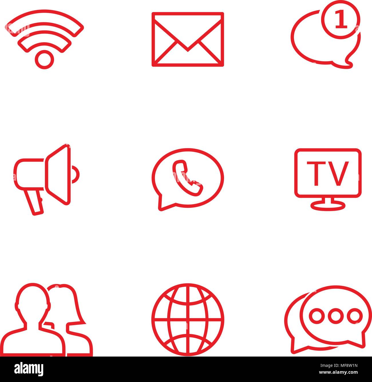 Linear communication icons set. Universal communication icons to use in ...