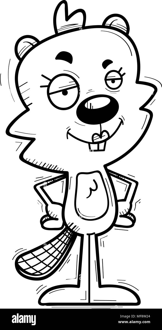 A cartoon illustration of a female beaver looking confident Stock ...