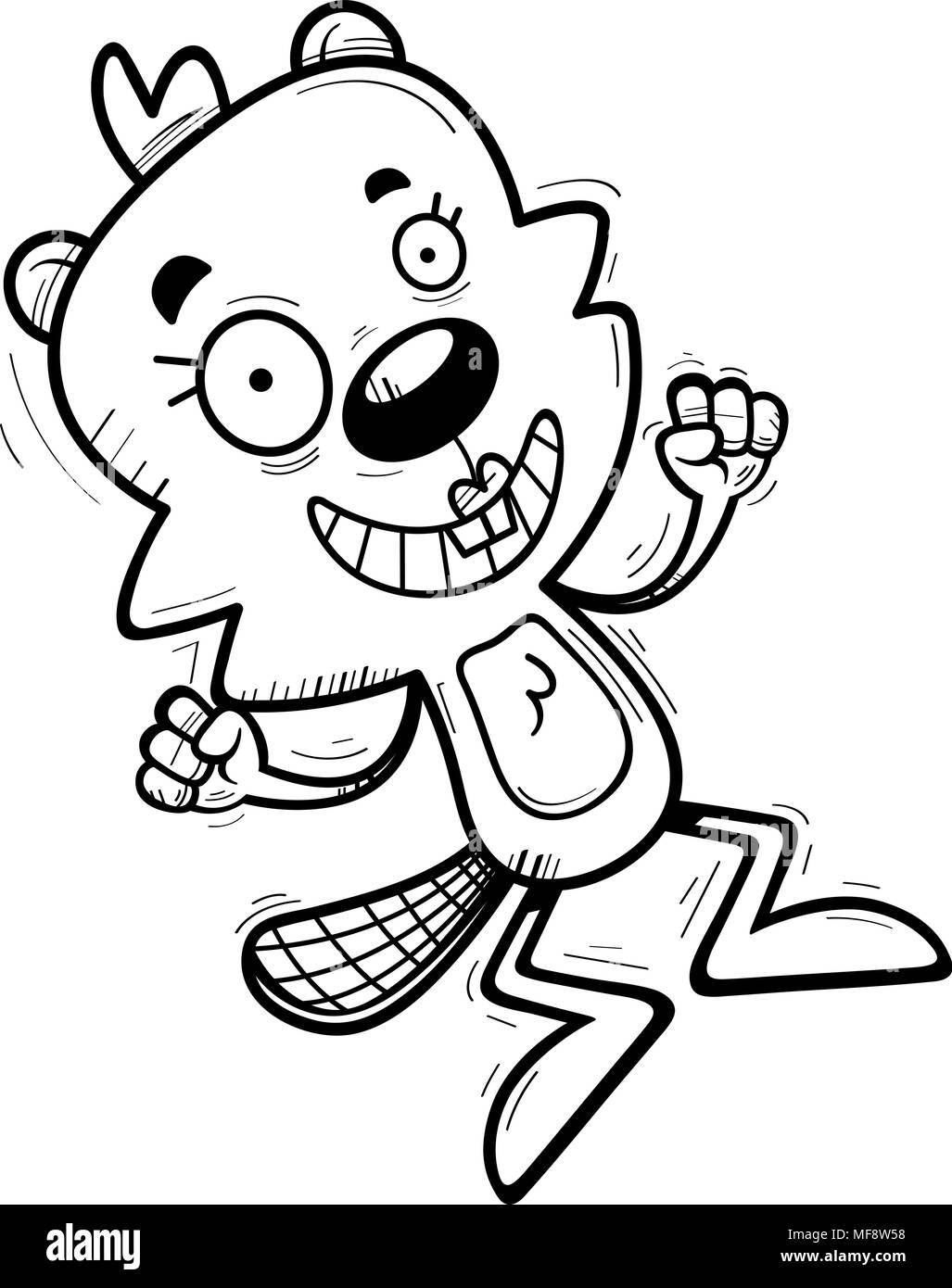 A cartoon illustration of a female beaver jumping Stock Vector Image ...