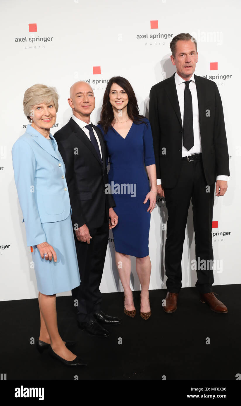 24 April 2018, Germany, Berlin: Friede Springer (L-R), main shareholder ...