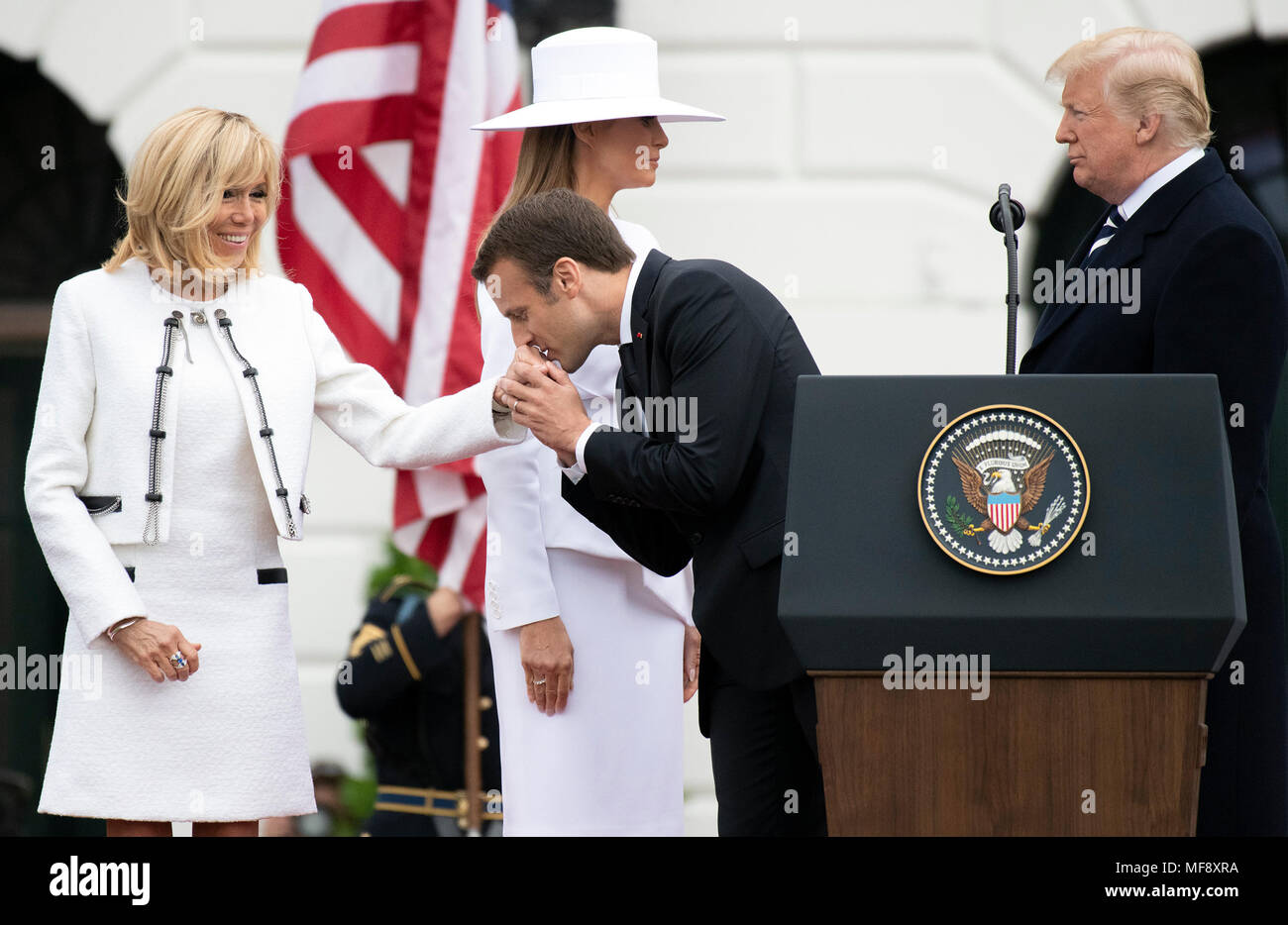 Washington, USA. 24th Apr, 2018. President Emmanuel Macron of France ...