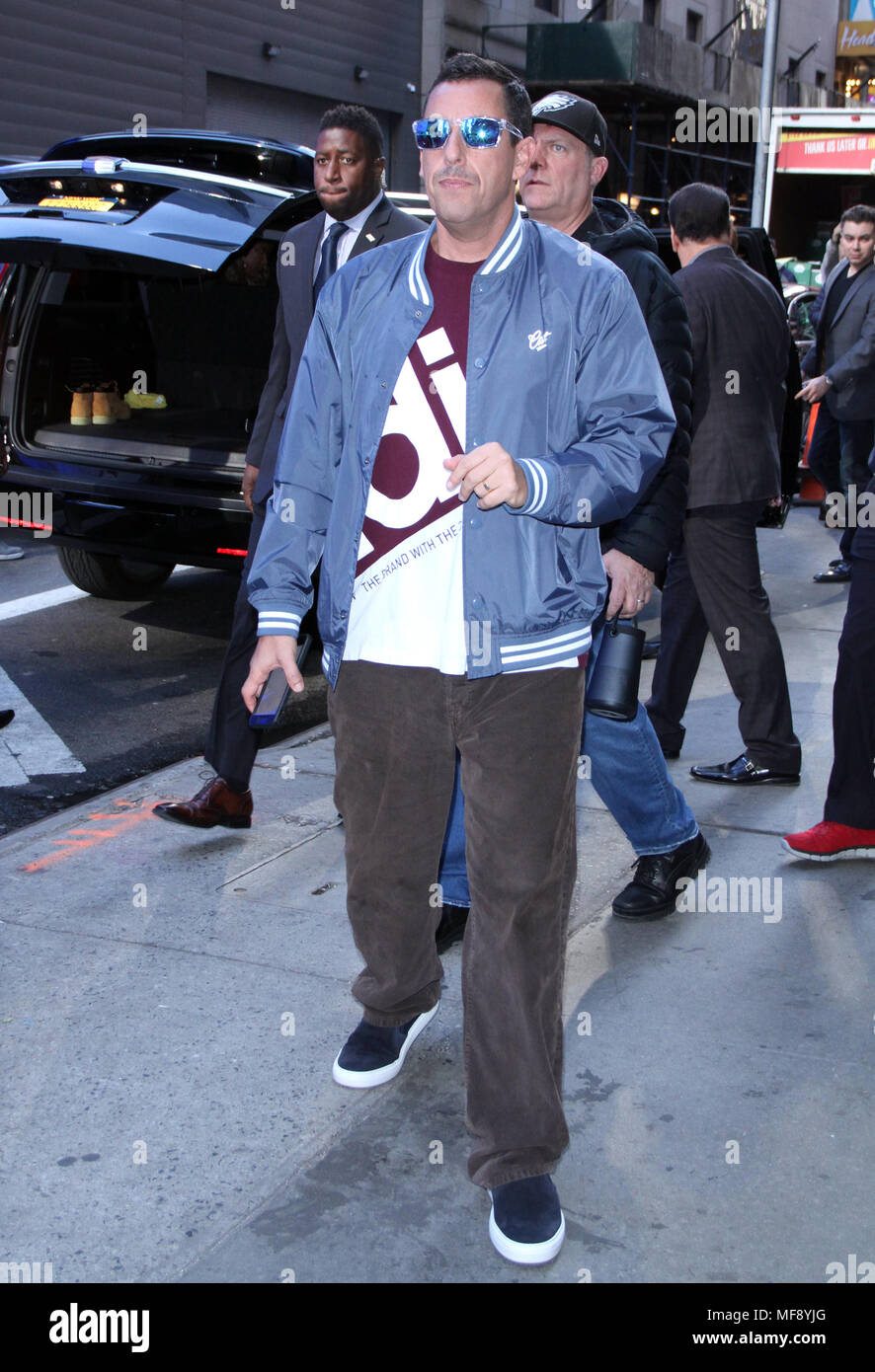 New York, NY, USA. 24th Apr, 2018. Adam Sandler seen at Good Morning ...