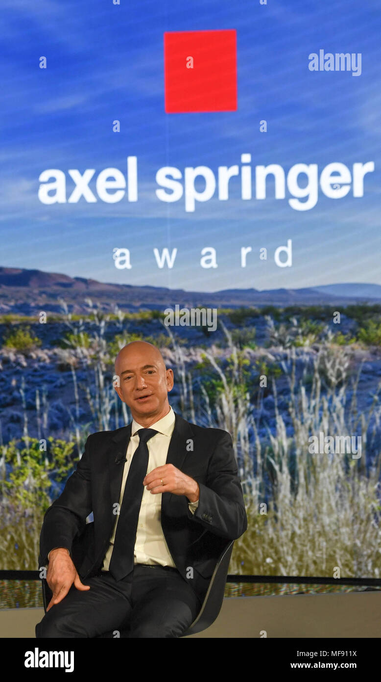 HANDOUT - 24 April 2018, Germany, Berlin: Amazon founder and owner of ...