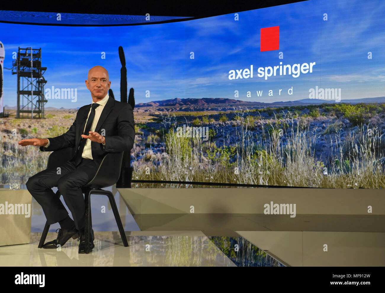 HANDOUT - 24 April 2018, Germany, Berlin: Amazon founder and owner of ...