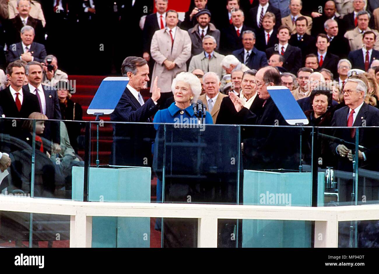 Takes Oath Of Office As The 41 St President.George Bush Sr And Wife ...