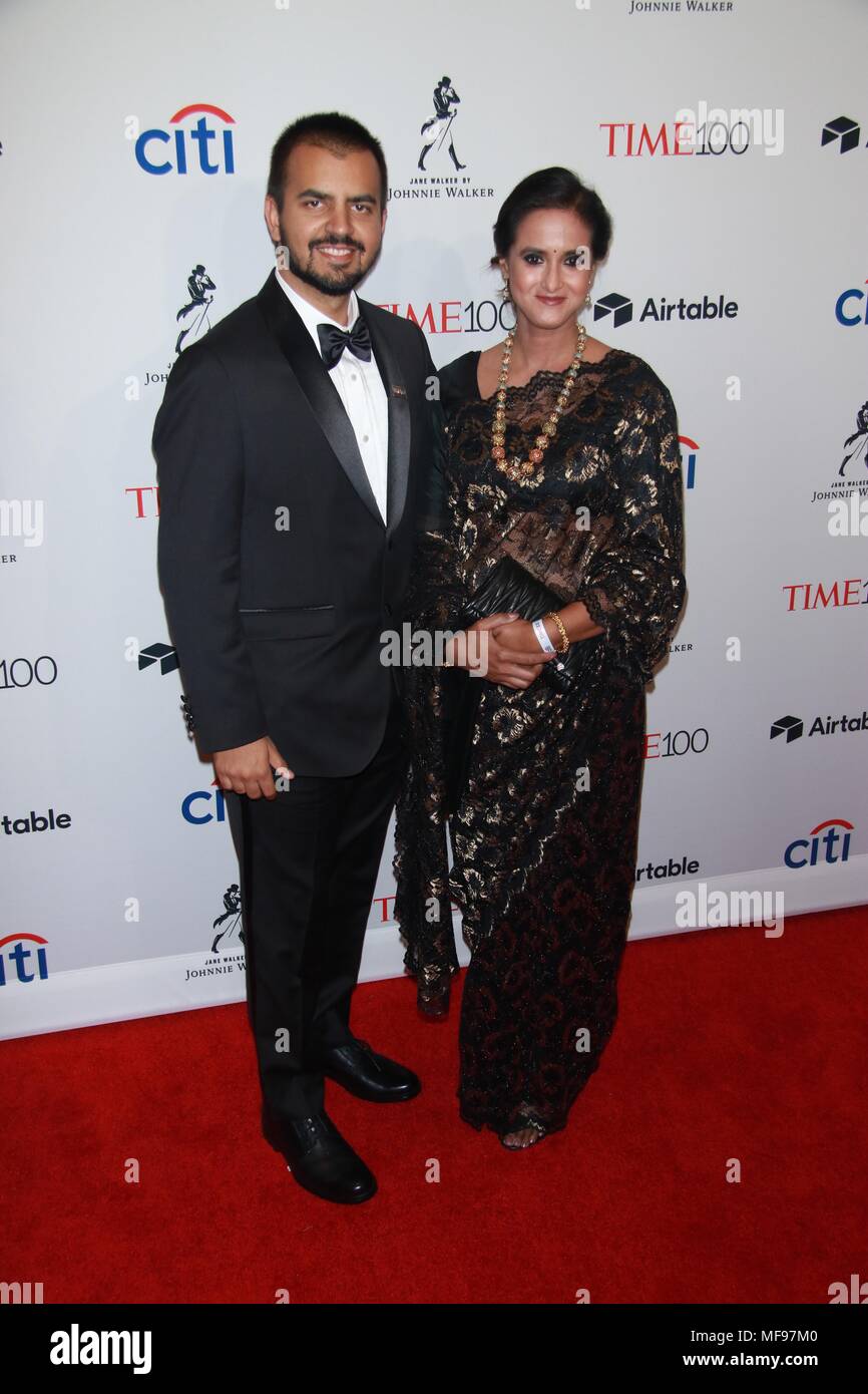 New York, NY, USA. 24th Apr, 2018. Bhavish Aggarwal and Rajalakshmi ...