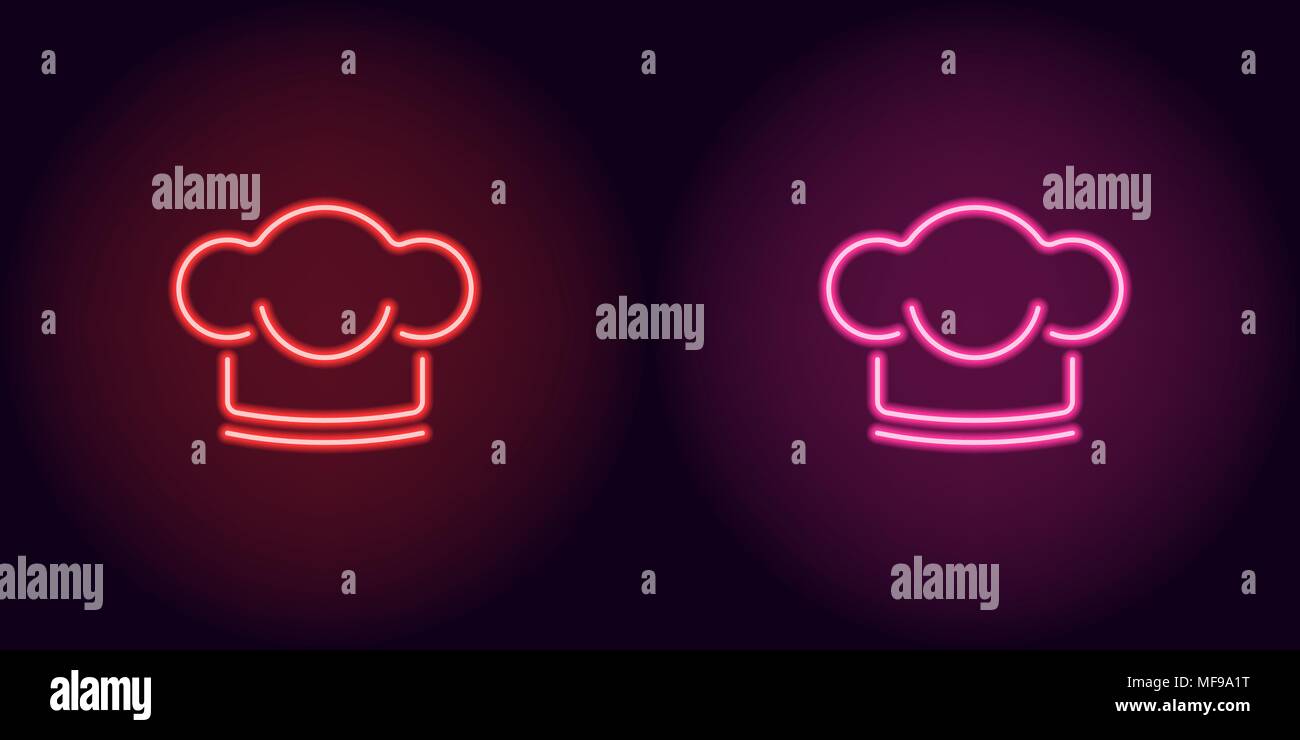 Neon Chef hat in red and pink color. Vector illustration of Chef hat ...