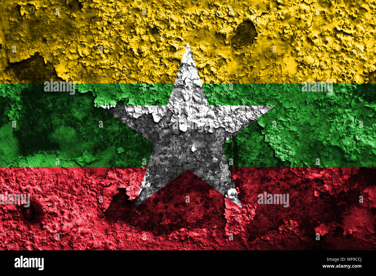 Old Myanmar grunge background flag Stock Photo - Alamy
