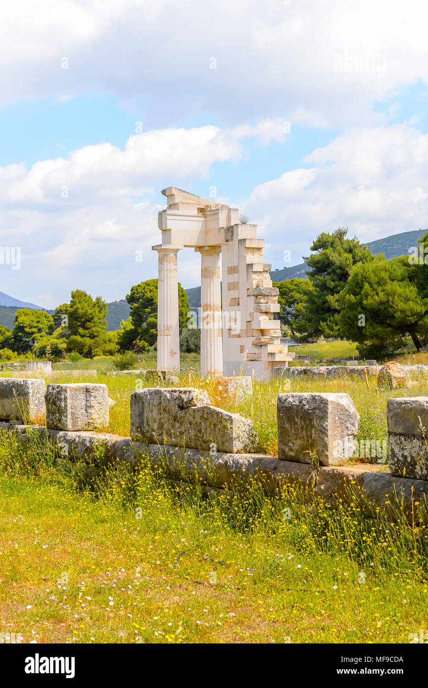 Ruins of Asklepieion, the Greek god of medicine, Epidaurus, Peloponnese ...