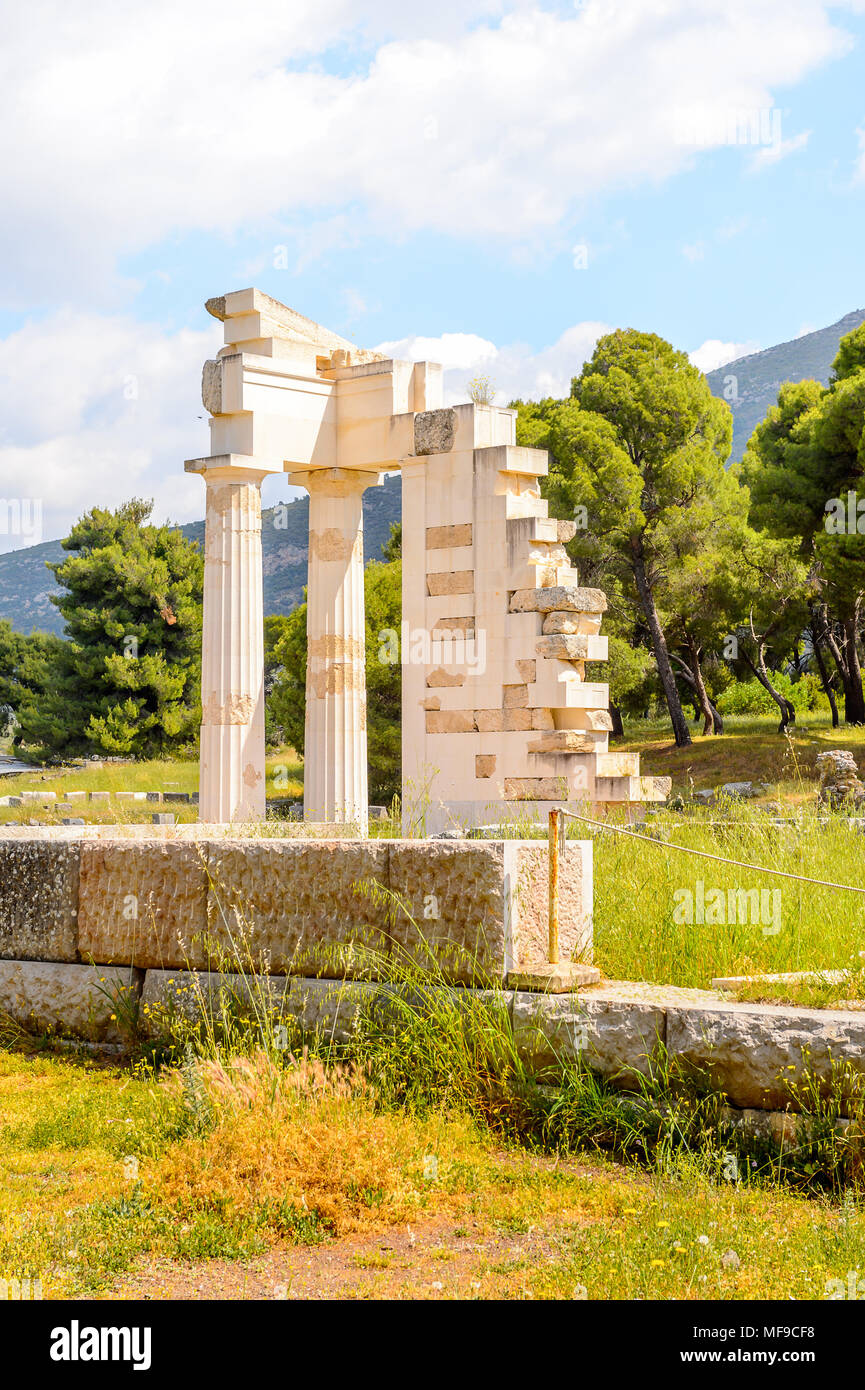 Ruins of Asklepieion, the Greek god of medicine, Epidaurus, Peloponnese ...
