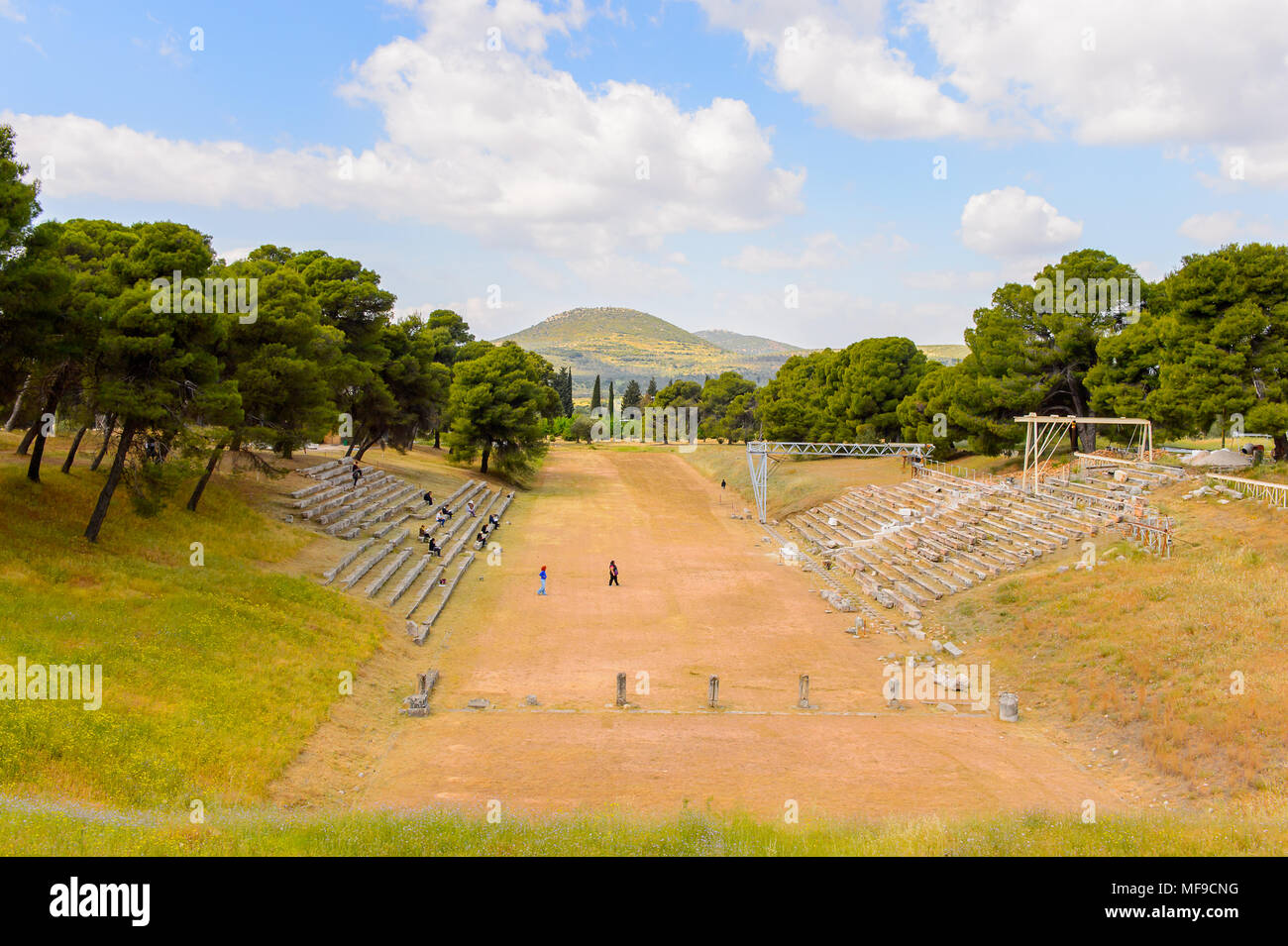 Ruins of Stadium in Epidaurus, Peloponnese, Greece. UNESCO World ...
