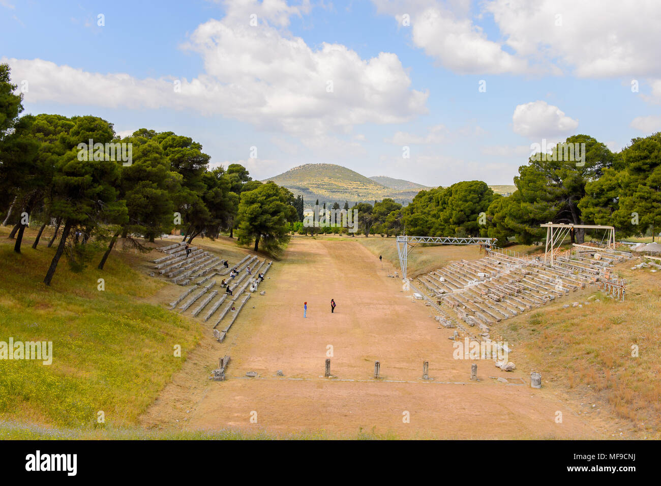 Ruins of Stadium in Epidaurus, Peloponnese, Greece. UNESCO World ...