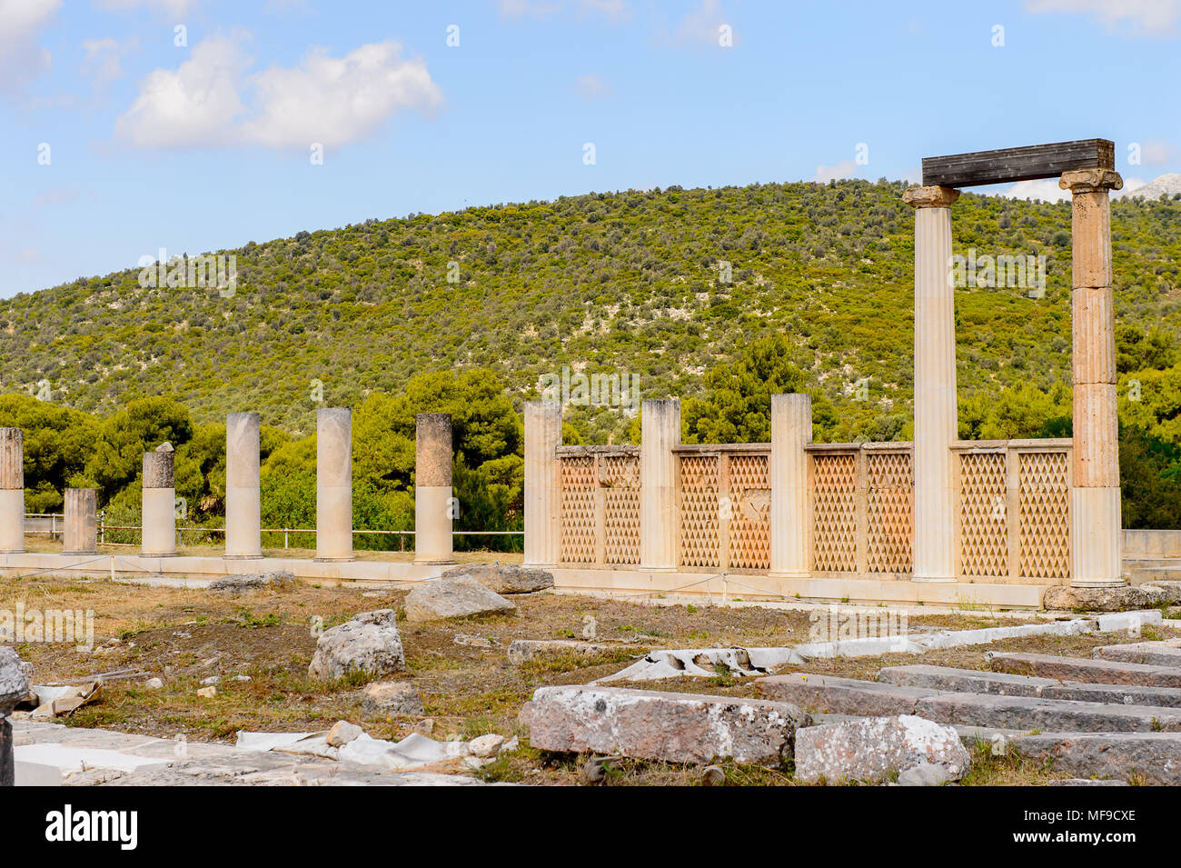 Colums of Abaton of Epidaurus, Peloponnese, Greece. UNESCO World ...