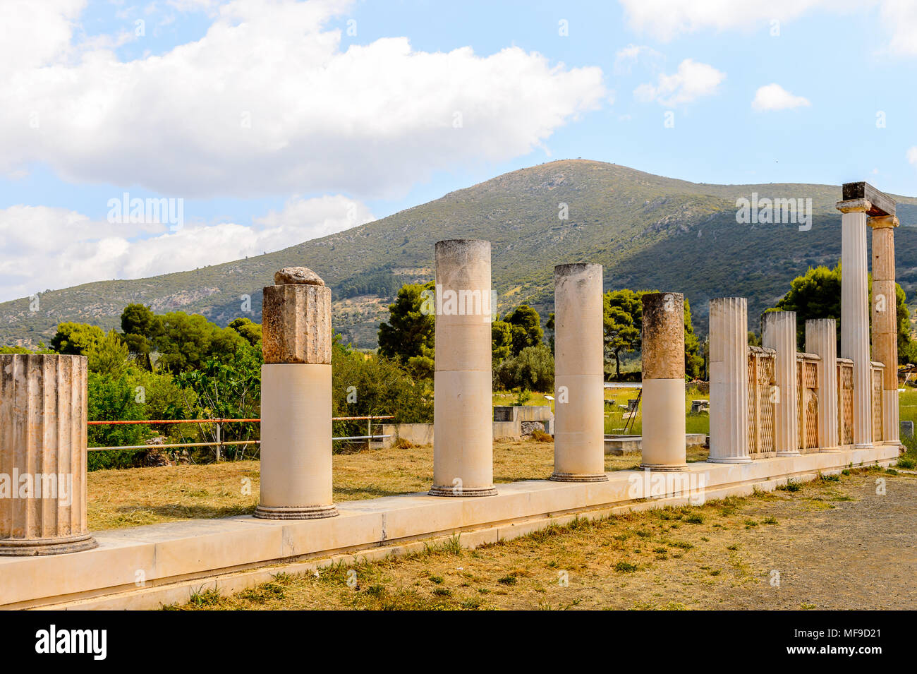 Colums of Abaton of Epidaurus, Peloponnese, Greece. Sanctuary of ...