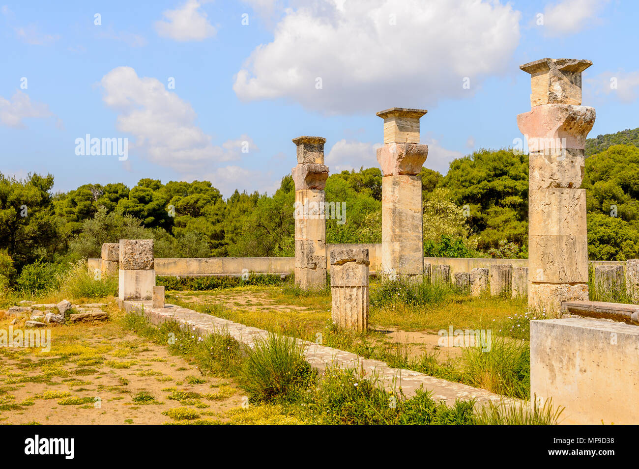 Colums of Abaton of Epidaurus, Peloponnese, Greece. Sanctuary of ...