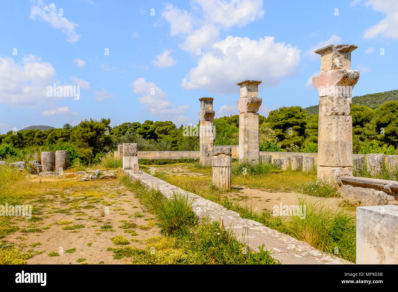 Colums of Abaton of Epidaurus, Peloponnese, Greece. Sanctuary of ...