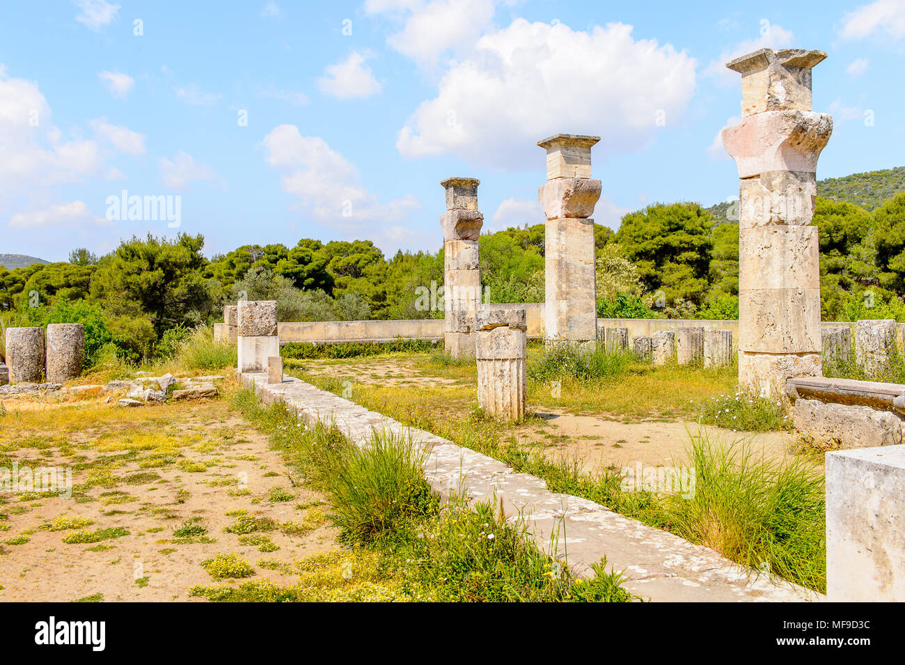 Colums of Abaton of Epidaurus, Peloponnese, Greece. Sanctuary of ...