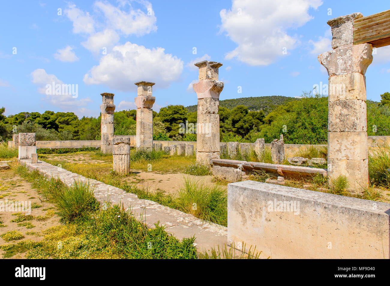 Colums of Abaton of Epidaurus, Peloponnese, Greece. Sanctuary of ...