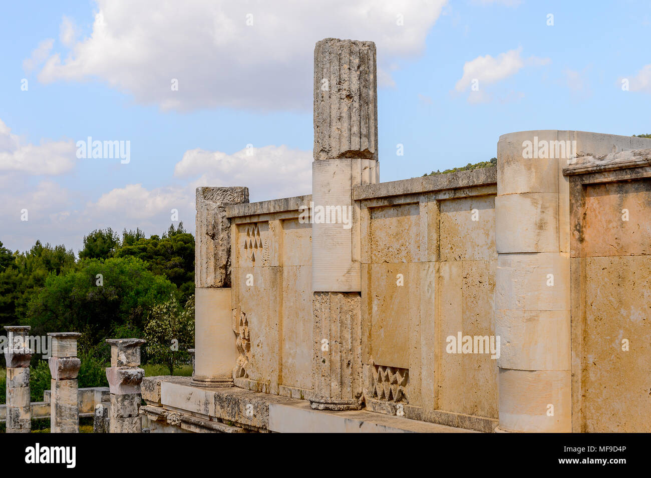 Colums of Abaton of Epidaurus, Peloponnese, Greece. Sanctuary of ...