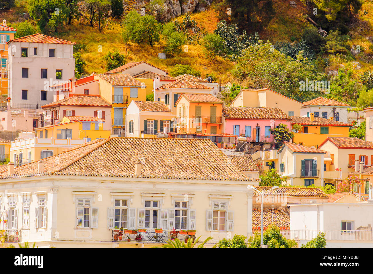 Architecture of Nafplio, a seaport town in the Peloponnese in Greece ...