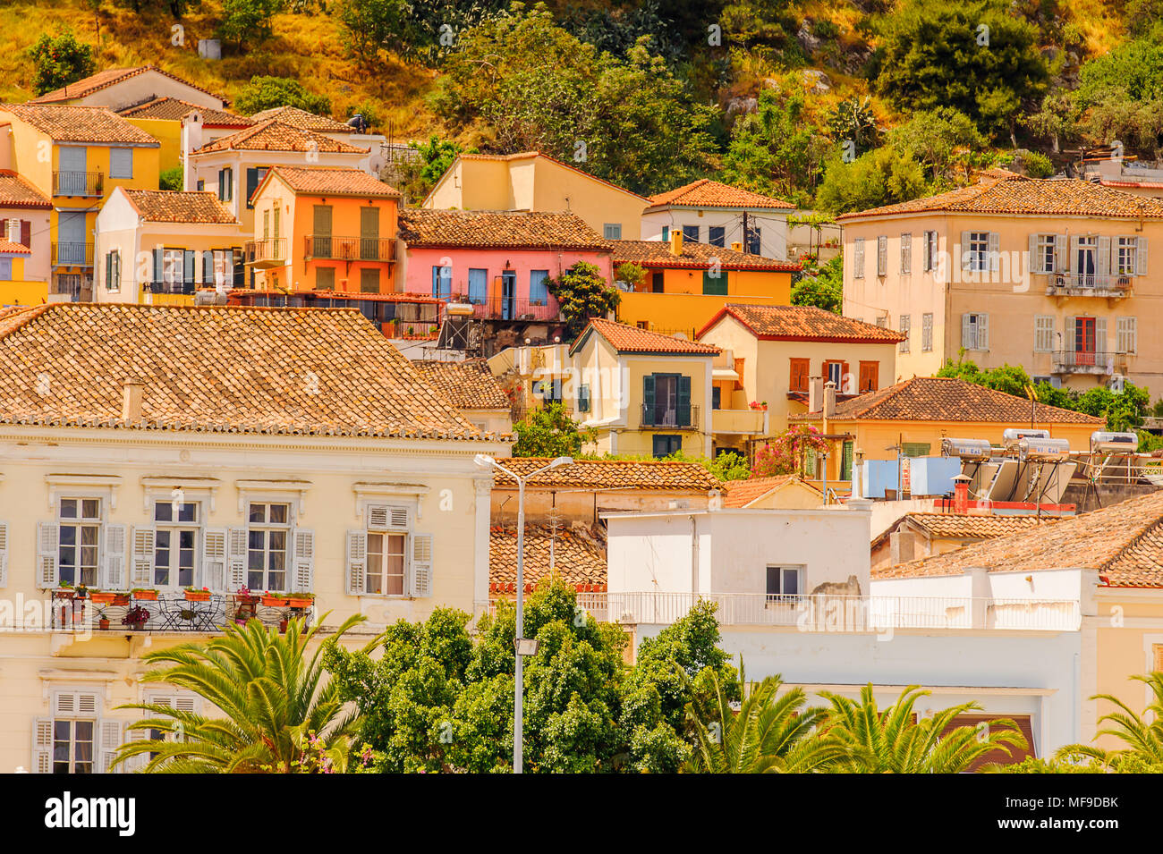 Architecture of Nafplio, a seaport town in the Peloponnese in Greece ...