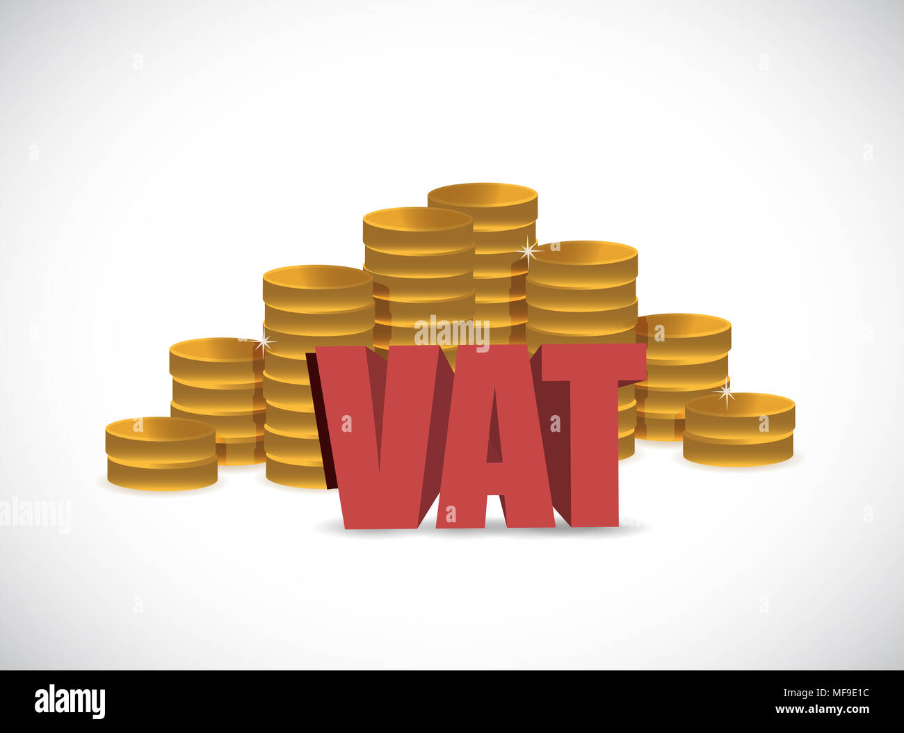 VAT (Value Added Tax) on Stacked Coins with White Background ...