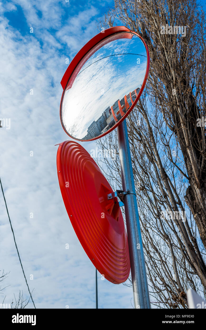 panoramic mirrors for better visibility of cars Stock Photo - Alamy