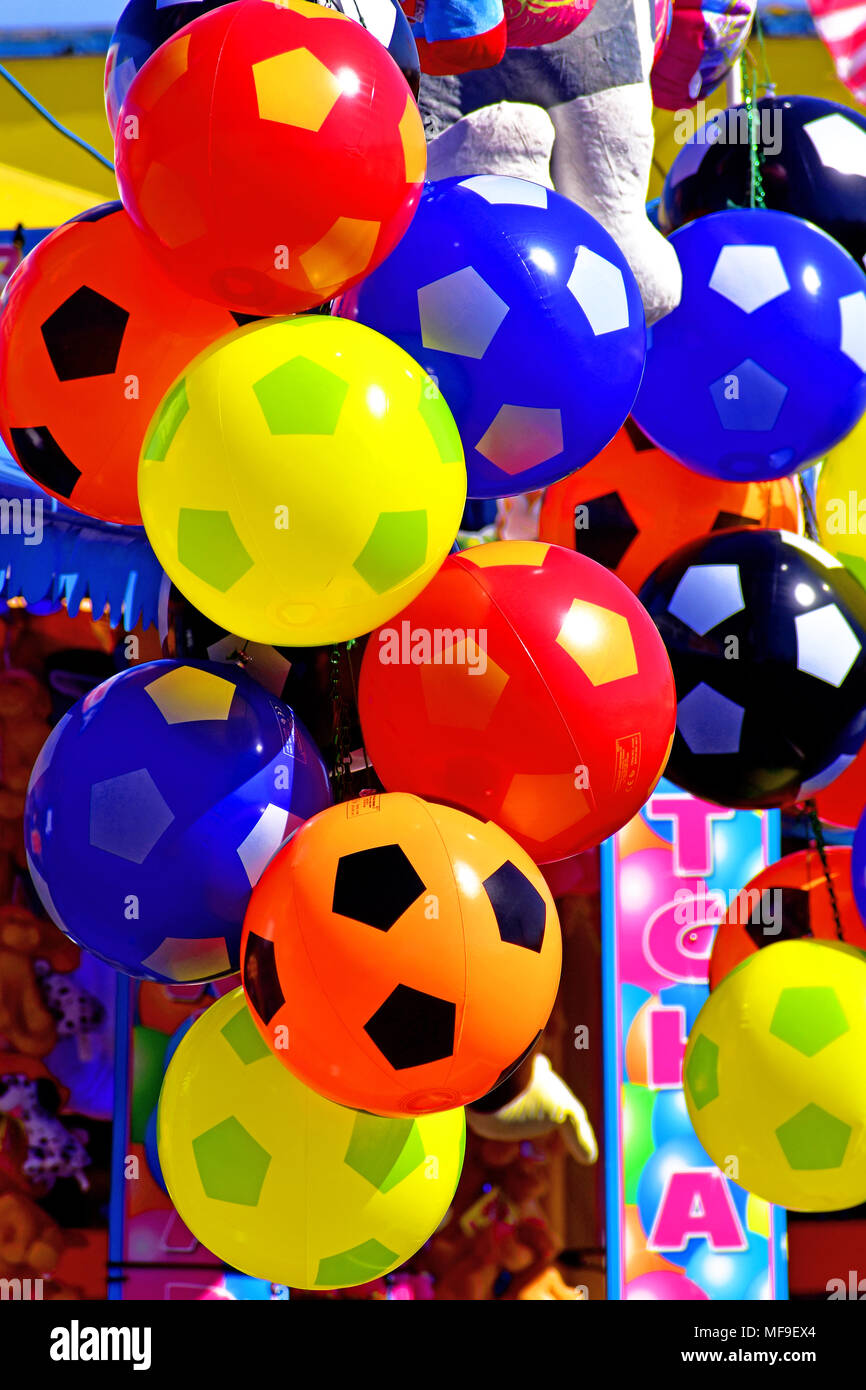Colourful funfair balls balloons South Shields Stock Photo - Alamy