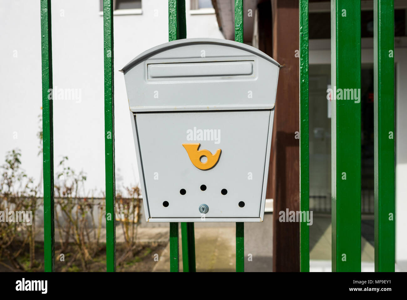 modern gray metal mail boxes Stock Photo - Alamy