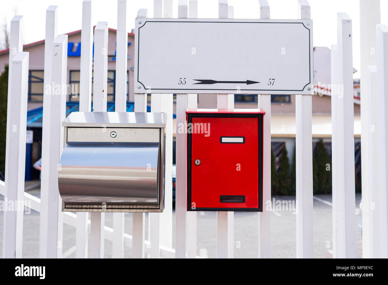 Modern metal boxes for letters and newspapers Stock Photo - Alamy