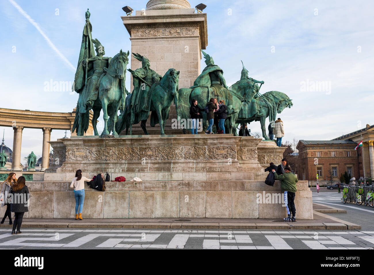 Heroes' Square the Millennium monument in Budapest, Hungary, 2018 Stock ...