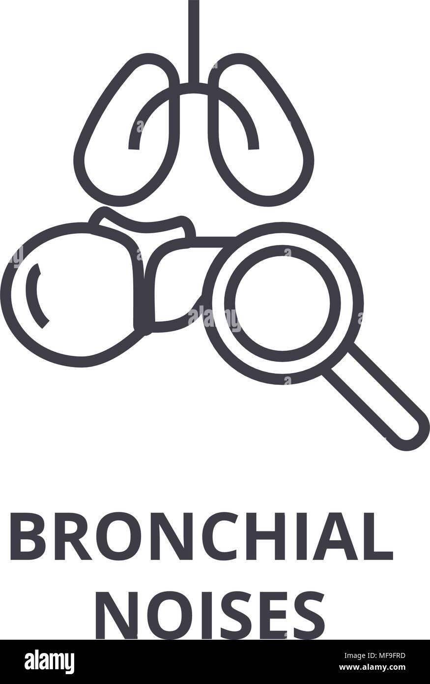 bronchial noises thin line icon, sign, symbol, illustation, linear ...