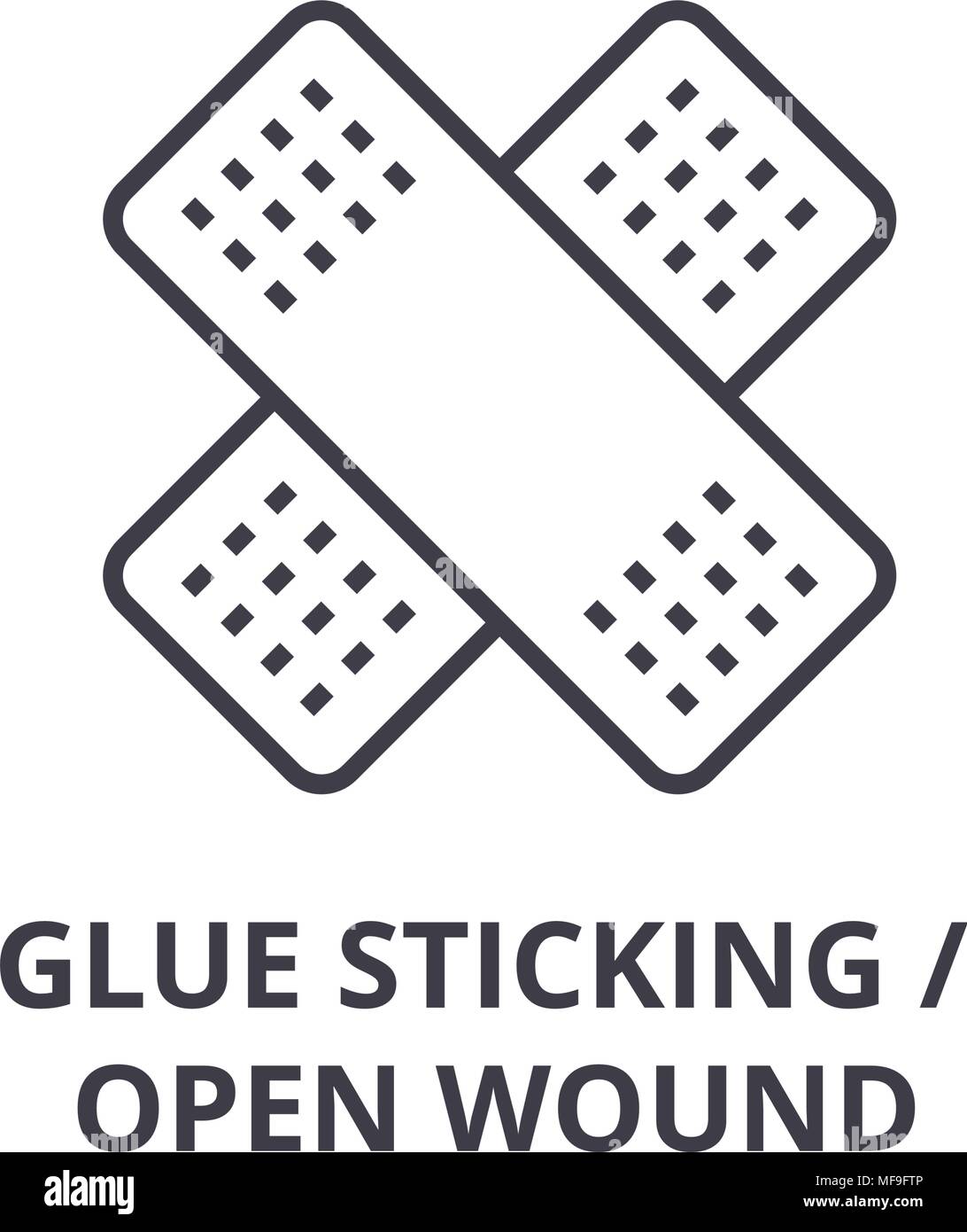 glue sticking, open wound thin line icon, sign, symbol, illustation, linear concept, vector ...