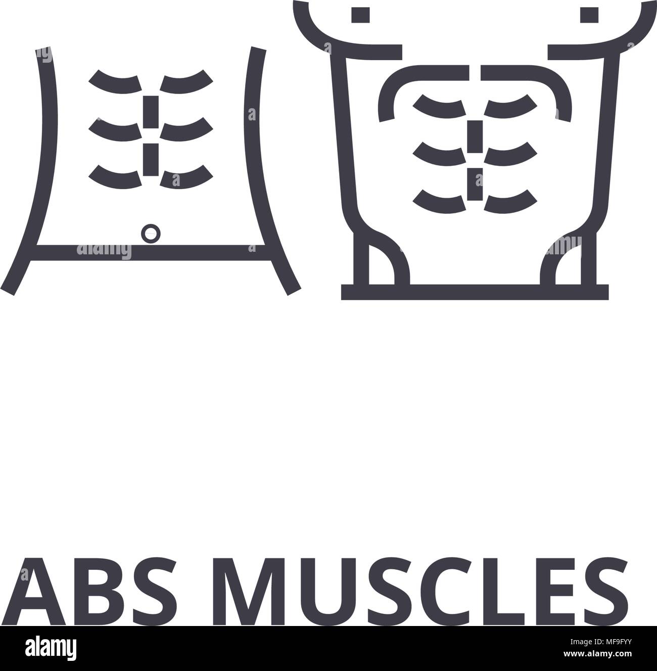 Abs Muscules Thin Line Icon Sign Symbol Illustation Linear Concept Vector Stock Vector