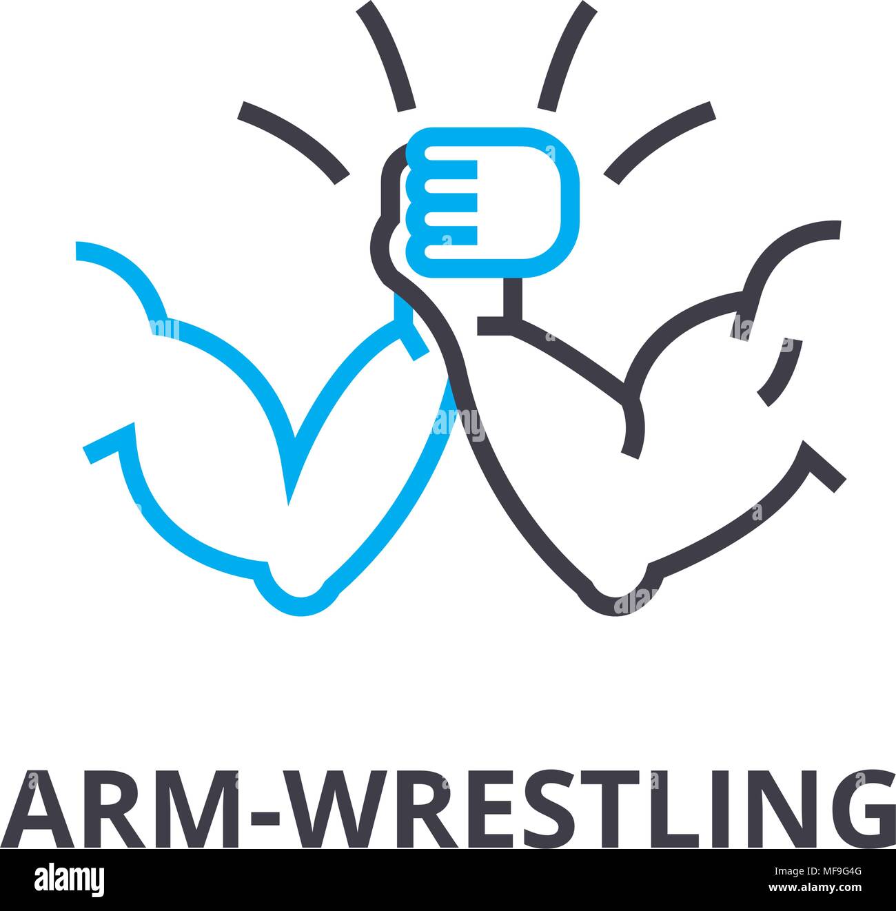 arm wrestling thin line icon, sign, symbol, illustation, linear concept ...