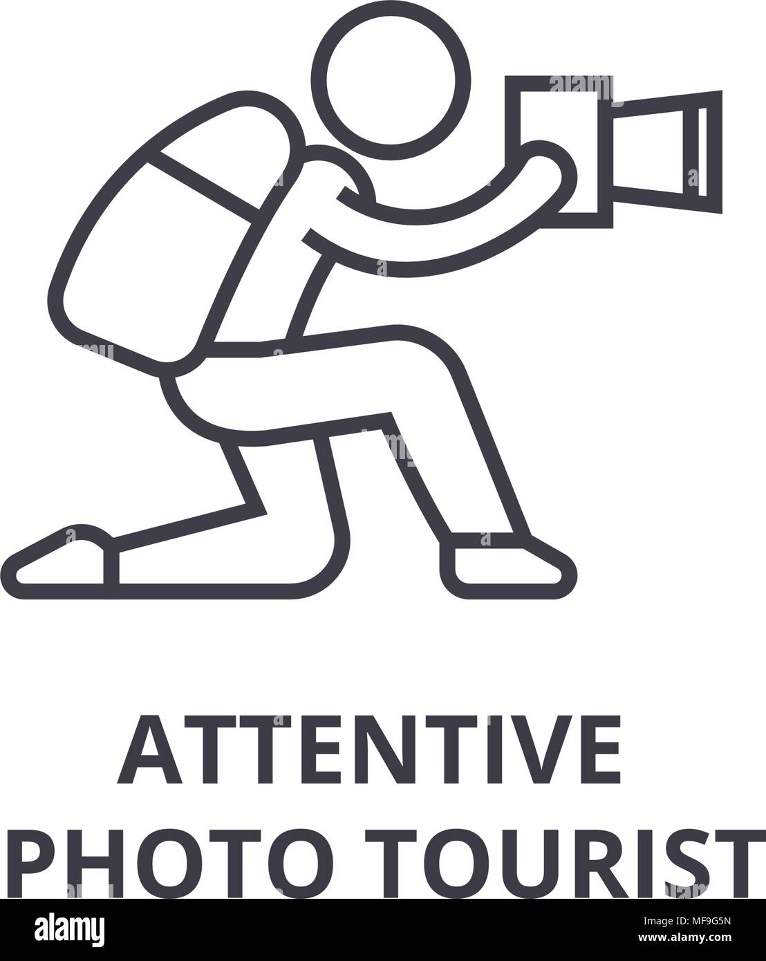 attentive photo tourist thin line icon, sign, symbol, illustation, linear concept, vector Stock ...