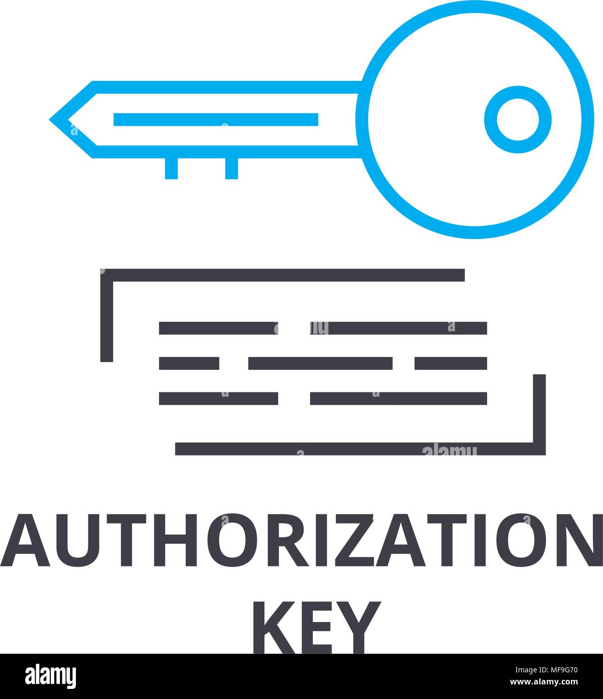 authorization key thin line icon, sign, symbol, illustation, linear ...