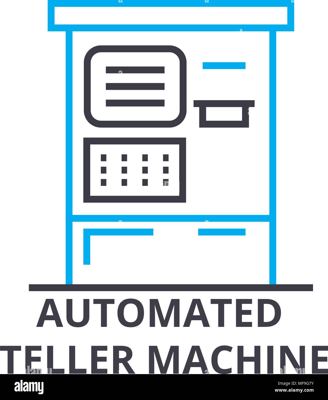 automated teller machine thin line icon, sign, symbol, illustation, linear concept, vector Stock ...
