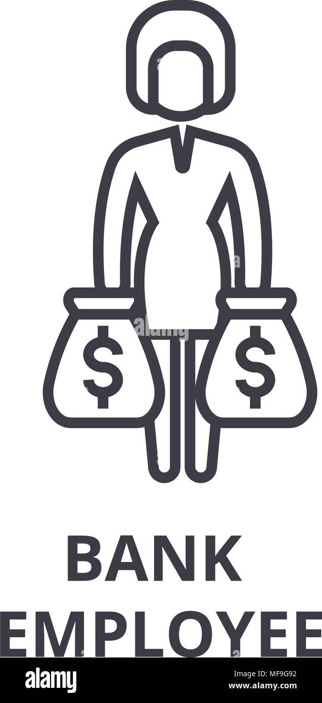 bank employee thin line icon, sign, symbol, illustation, linear concept, vector Stock Vector ...