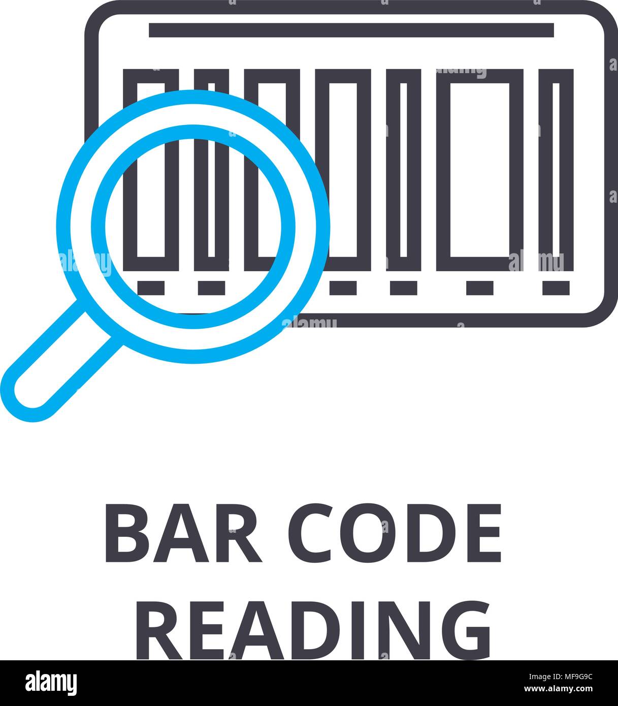 bar code reading thin line icon, sign, symbol, illustation, linear concept, vector Stock Vector ...