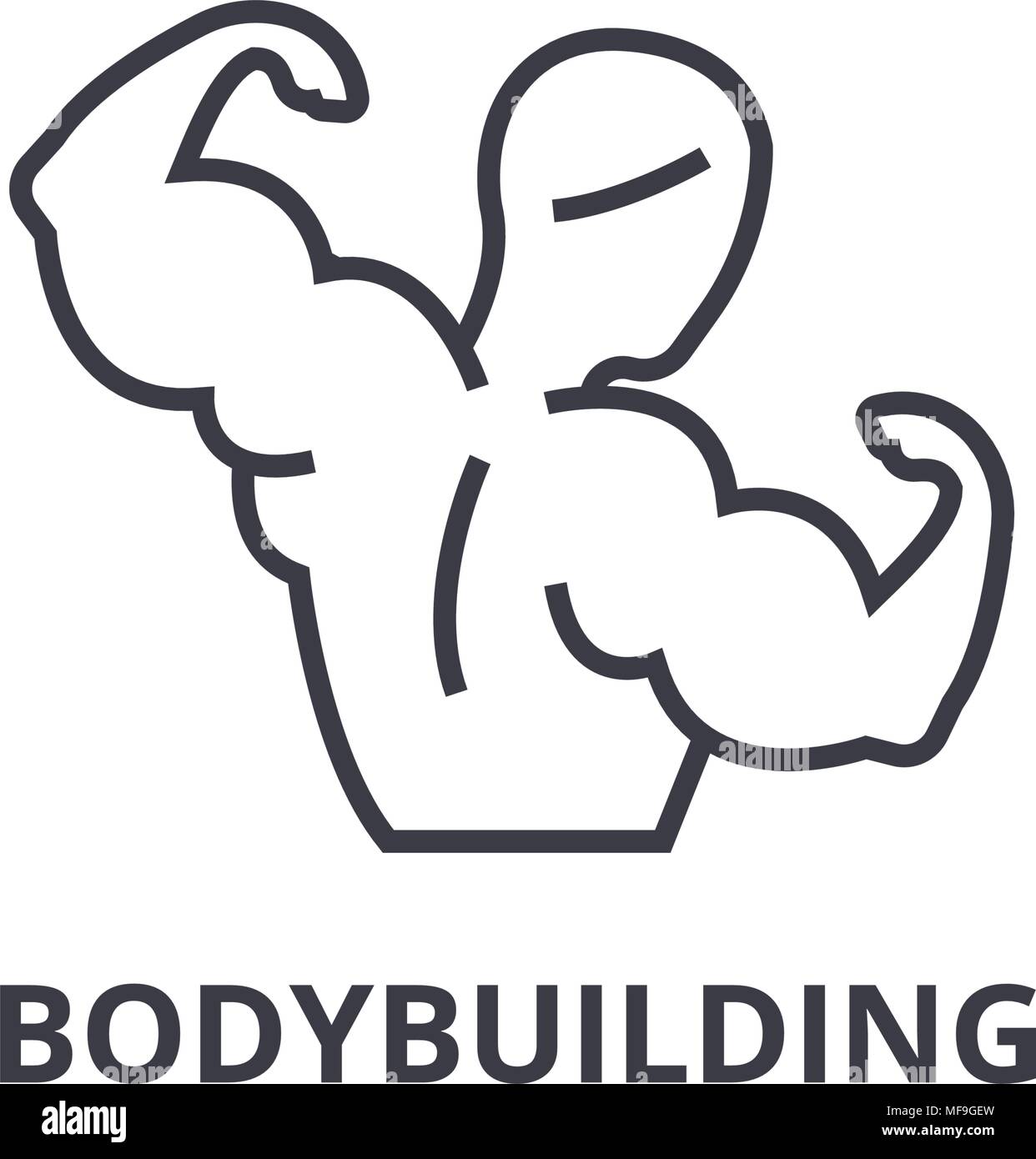 bodybuilding thin line icon, sign, symbol, illustation, linear concept ...