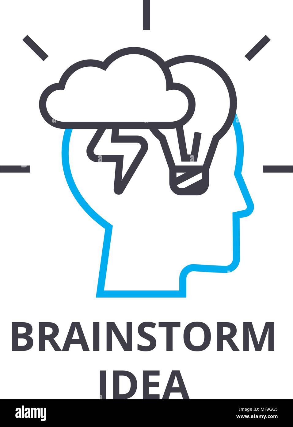 brainstorming idea thin line icon, sign, symbol, illustation, linear concept, vector Stock ...