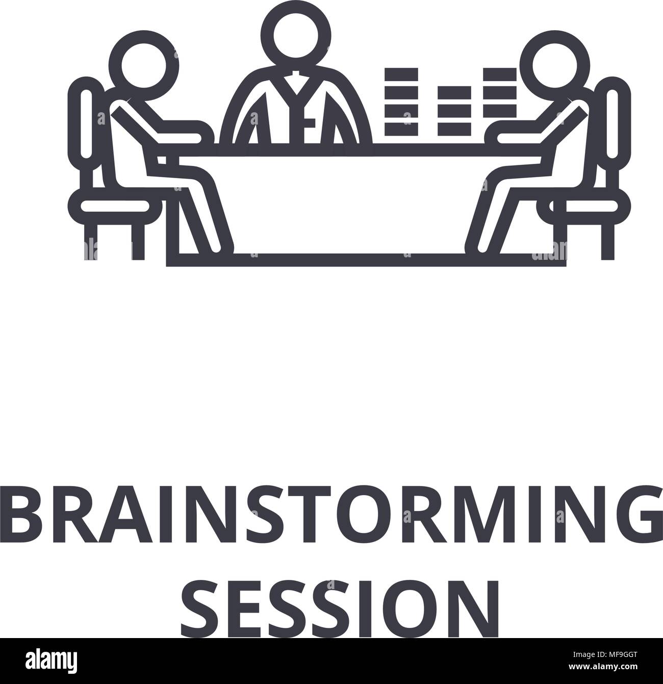 brainstorming session thin line icon, sign, symbol, illustation, linear concept, vector Stock ...