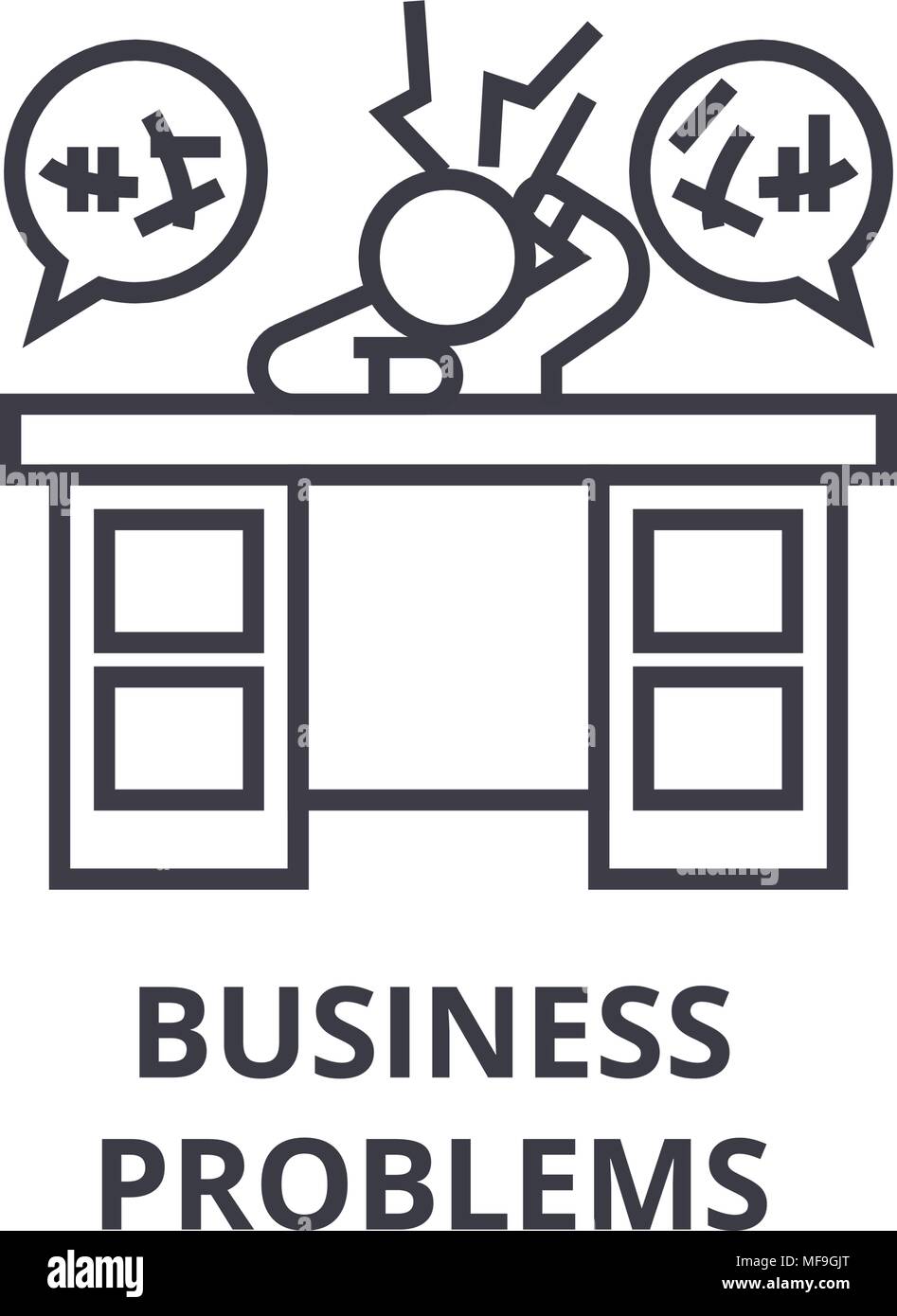 business problems thin line icon, sign, symbol, illustation, linear concept, vector Stock Vector ...