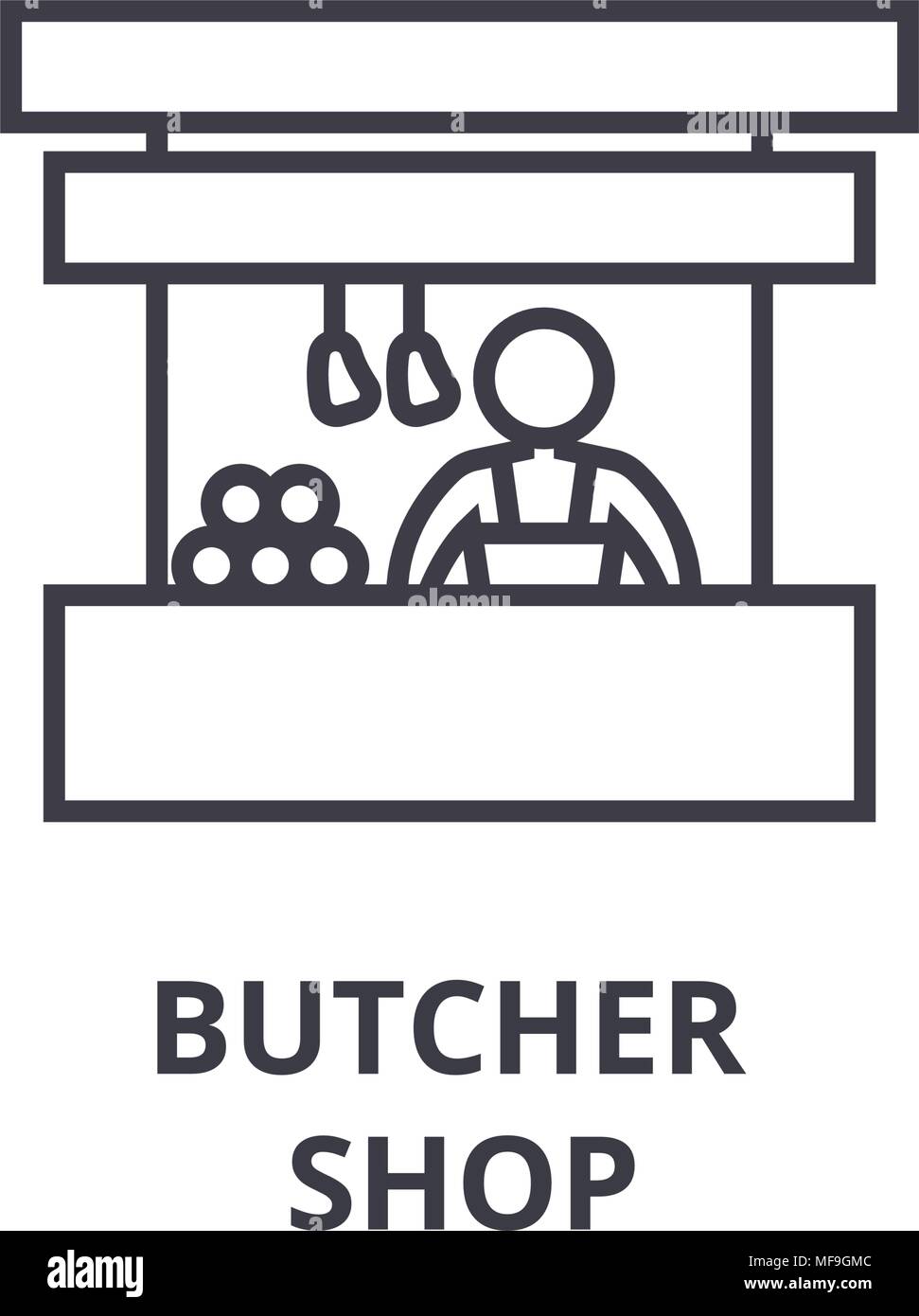 butcher shop thin line icon, sign, symbol, illustation, linear concept ...