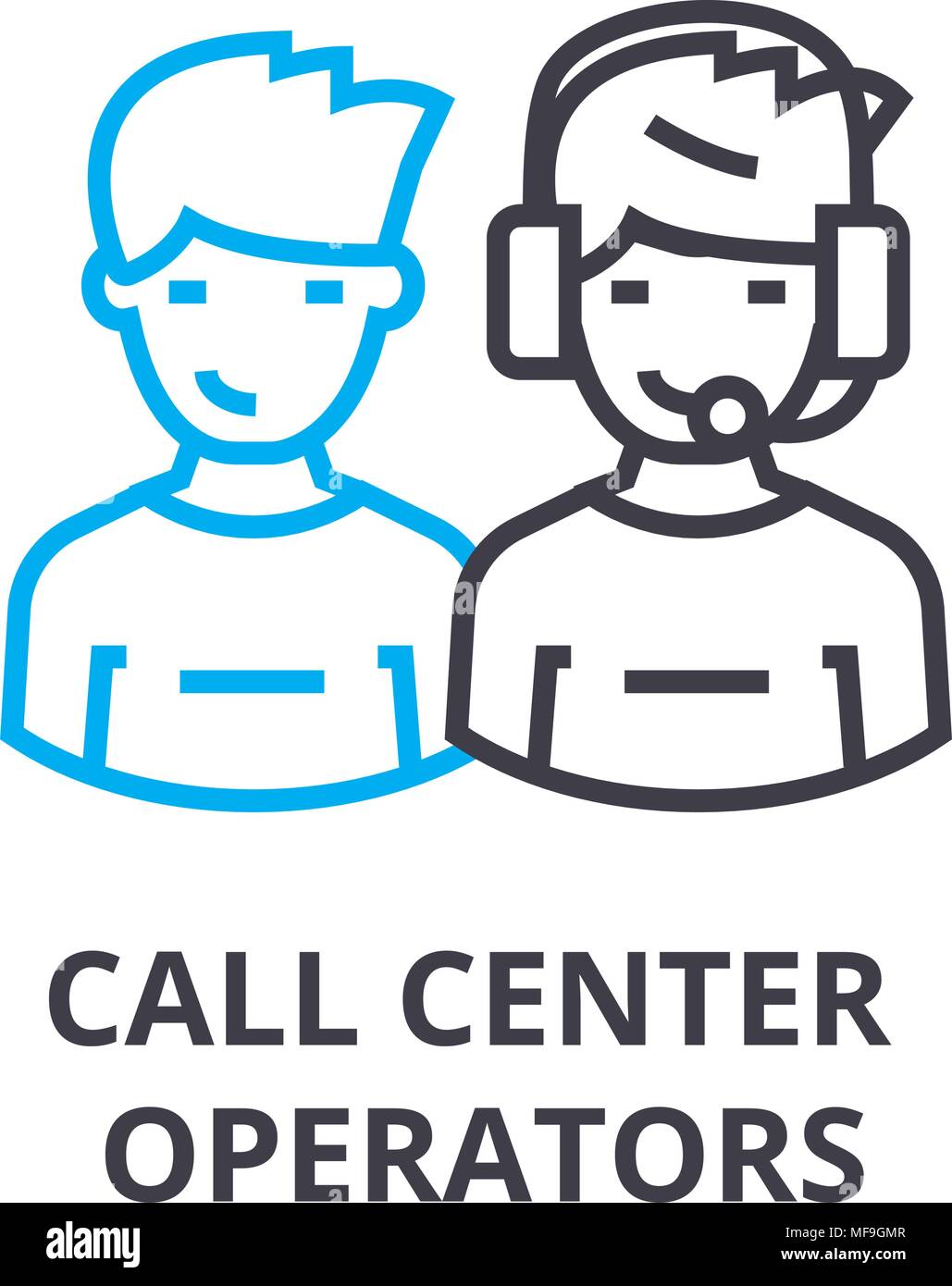 call center operators thin line icon, sign, symbol, illustation, linear ...